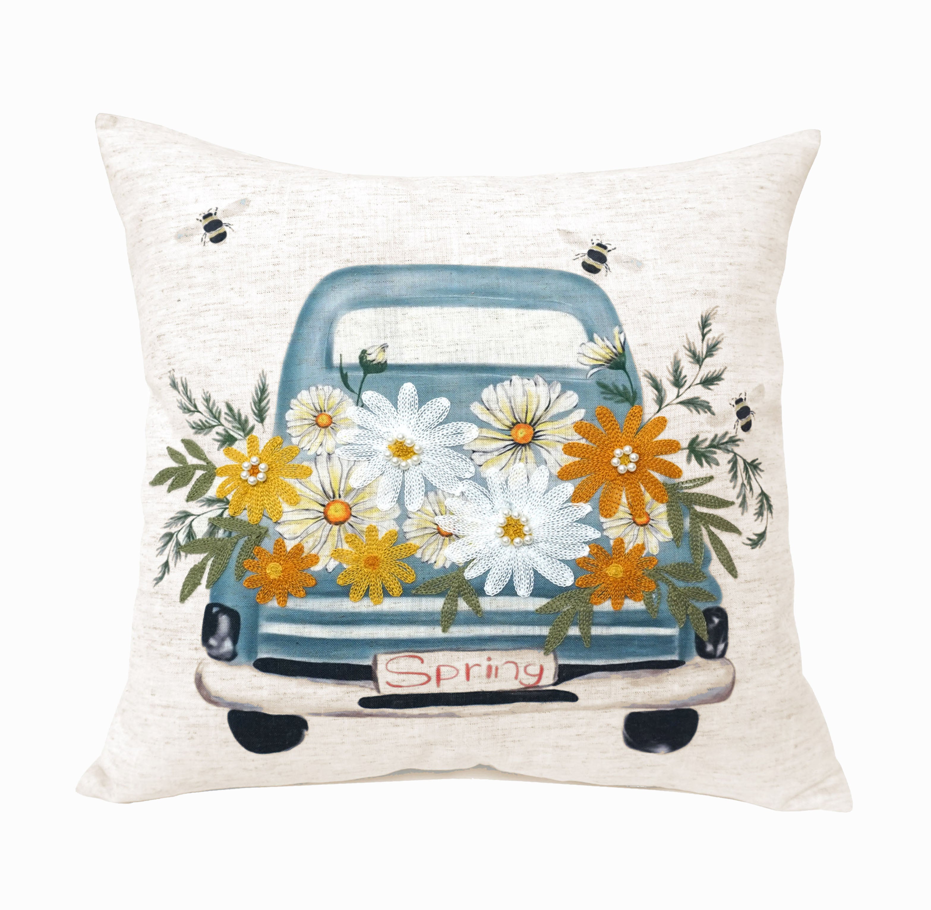 Spring Truck Throw Pillow | Multi | 20"x 20" – Millow